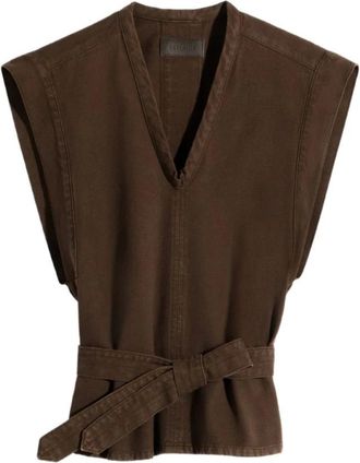 Christophe Lemaire Femme, Pulls, Brun, Taille: 40 FR Top Col V