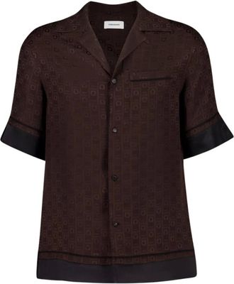 Ferragamo Homme, Chemises, Brun, Taille: S Espresso Silk Monogram Shirt