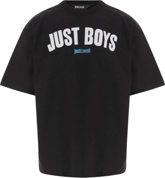 Just Cavalli Homme, Tops, Noir, Taille: M Printed Cotton T-shirt