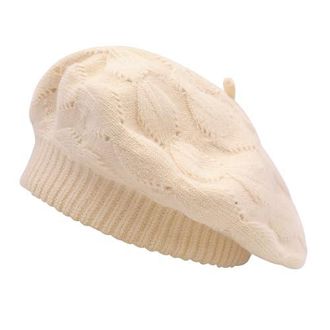 ZLYC B&eacute;ret fran&ccedil;ais, r&eacute;versible, couleur unie, tricot cachemire, b&eacute;ret chaud pour femmes et filles, Motif de c&acirc;ble beige, Taille unique