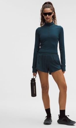 lululemon Short Hotty Hot doubl&eacute; taille haute pour Femmes - 10 cm - Bleu - Taille 12