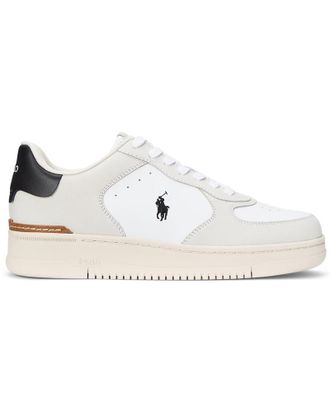 Ralph Lauren Low Top Leder-Sneaker mit Kontrastdetails und Pony-Stickerei in
