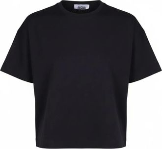 Alpha Studio Femme, Tops, Noir, Taille: 36 FR T-shirt jersey ample &agrave; col rond