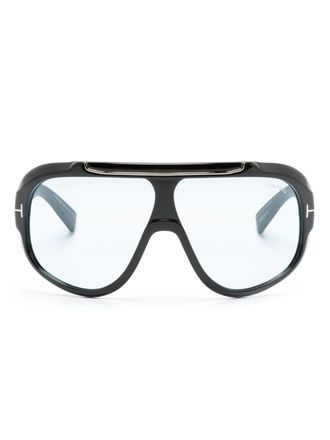 Tom Ford Eyewear lunettes de soleil à plaque logo - Noir