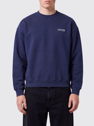 Autry Sweatshirt &agrave; col rond en coton avec logo contrastant et &eacute;paules tombantes