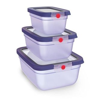 Emsa oneClick Frischhaltedosen, 0,75L, 1,5L, 3,0L, Lebensmittel 2 x l&auml;nger frisch, 100% dicht, Made in Germany, platzsparendes Set, gefrier-, mikrowellen- 