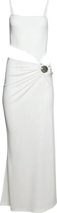 CHRISTOPHER ESBER Femme, Robes, Blanc, Taille: 32 FR Robe Longue Nervur&eacute;e D&eacute;coup&eacute;e et Orn&eacute;e