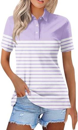 Generic Polo classique habill&eacute; &agrave; manches courtes et col boutonn&eacute; pour femme, Z02-violet, L
