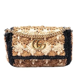 Gucci Sac bandouli&egrave;re en raffia Pre-owned - Femme - Pre-owned - Beige - Taille: ONE Size