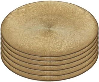 Altobuy Lot de 6 Assiettes en Verre Doré Ø27cm - Falon