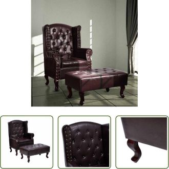 vidaXL vidaXL Chesterfield Sessel - Sessel mit Fu&szlig;hocker Dunkelbraun Kunstleder