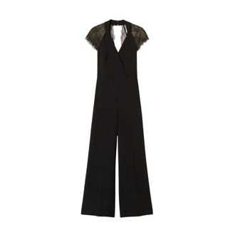 Twinset Jumpsuit aus Cr&ecirc;pe und Spitze - - Jumpsuits & Playsuits - Damen - Schwarzk - S