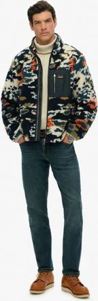 Superdry Fleecejacke mit Rei&szlig;verschluss und Flechtenmuster-Gr&uuml;n