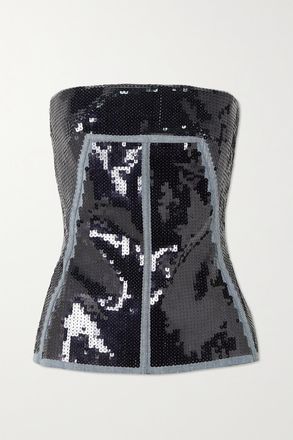 Rick Owens Bustier Aus Stretch-denim Mit Pailletten - Schwarz