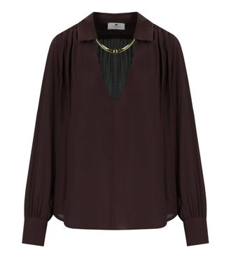 Elisabetta Franchi BLOUSE AVEC BIJOU MERLOT ELISABETTA FRANCHI