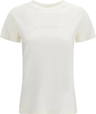 Pinko Pinko, Femme, Tops, Blanc, Taille: 40 FR T-shirt classique en coton &agrave; col rond