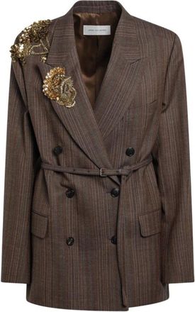 Dries Van Noten Bestickte Zweireiher-Jacke - - Jackets - Damen - Braun - XS
