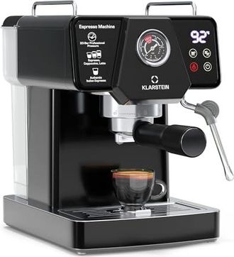 Klarstein Klarstein Libeica machine à café en grains - 19 bars, 1350 W, acier inoxydable, buse vapeur, réservoir 1,8 L, panneau tactile, pour expresso & café en