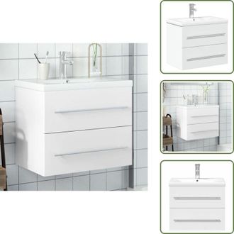 vidaXL The Living Store Waschbeckenunterschrank mit Einbaubecken Wei&szlig; - Waschbeckenunterschrank - Holzwerkstoff M&ouml;bel - Badezimmerm&ouml;bel - K&uuml;chenw&auml;sche