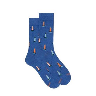 Dor&eacute; Dor&eacute; Chaussettes avec motif de phare dans la mer en coton m&eacute;lang&eacute;