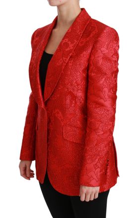 Dolce & Gabbana Womens Red Floral Angel Blazer Coat Jacket Polyester Clothing
