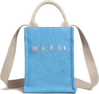 Marni Femme, Sacs, Bleu, Taille: ONE Size Denim Small Tote Bag