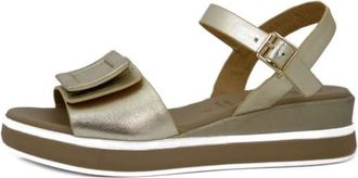 OSVALDO PERICOLI Sandales Femme en Cuir Or, compensée basse 4 cm - 82261, or, 37 EU