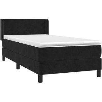 vidaXL Vidaxl - Sommier &agrave; lattes de lit avec matelas Noir 90x190 cm Velours
