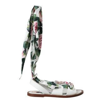 Dolce & Gabbana Blumenmuster Kn&ouml;chelwickel Sandalen - - Shoes - Damen - Mehrfarbig - 37 EU