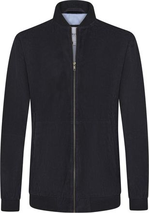 Tom Rusborg Leder-Blouson aus weichem Veloursleder mit gerippten B&uuml;ndchen in