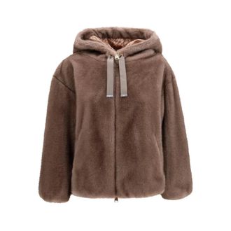 Herno Weiche Kapuzenjacke aus Kunstpelz - - Jackets - Damen - Braun - XL