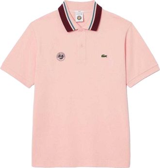 Lacoste Roland Garros Poloshirt f&uuml;r Herren, Seitenschlitze, leger, kurz&auml;rmlig (Pink)