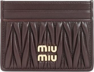 Miu Miu porte-cartes matelass&eacute; - Marron