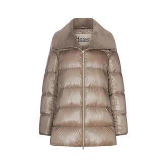 Herno Gesteppte Jacke mit Kunstpelzkragen - - Coats - Damen - Braun - L
