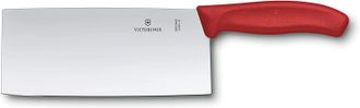 Victorinox by Swiss Army Swiss Classic, Profi Kochmesser, Extra Scharfe Klinge, gerader Schliff, 18 cm, Robuster Kunststoffgriff, Rostfreier Stahl, rot