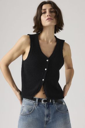 Levi's Gilet Mini Boucle Helen - Femme - Noir / Anthracite - XS