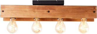 Brilliant Lampe, Calandra Deckenleuchte 4flg schwarz/holzfarbend, 4x A60, E27, 42W, Holz aus nachhaltiger Waldwirtschaft (FSC)