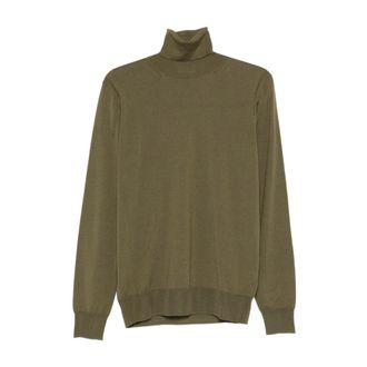 Paolo Pecora Gr&uuml;ner Wollrollkragenpullover - - Knitwear - Herren - Gr&uuml;n - L