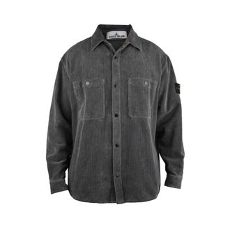 Stone Island Homme, Chemises, Gris, Taille: L Comfort Fit Cotton Corduroy 800 Overshirt