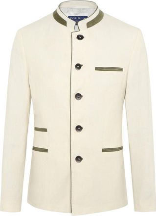 Poldi Janker aus Leinen mit Billetttasche und kontrastierende Paspelierungen in