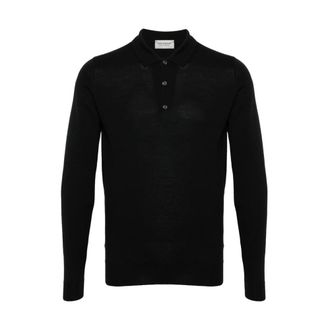 John Smedley Homme, Tops, Noir, Taille: 2XL Pull Polo en Laine M&eacute;rinos Noire