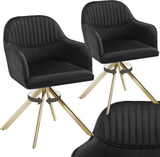 TecTake Esszimmerstuhl drehbar, Armlehnstuhl drehbar, ergonomischer Stuhl Samt, Stühle für Esszimmer, Möbel für Wohnzimmer, Arbeitszimmer, Esstisch, Schminkti