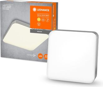 Ledvance LED Wand- und Deckenleuchte, quadratische Leuchte mit Bewegungsmelder für Innen, Betriebsarten per Klick änderbar, Warmweiß (3000K), 430mm x 430mm, OR