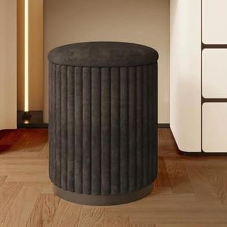 Generic Tabouret de rangement rond - Chaise de coiffeuse rembourr&eacute;e et repose-pieds ottoman avec base en m&eacute;tal antid&eacute;rapante et tissu doux pour la peau pour s