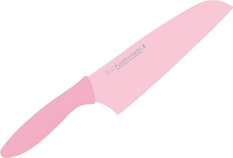 Kai Pure Komachi 2 Santoku 15 cm Klingenlänge - rostfreier Kohlenstoffstahl 53 HRC - Antihaftbeschichtung mit Polyprophylen Griff - Farbe Litschi - japani