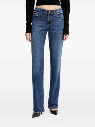 Versace Jeans Couture G&uuml;rtelschlaufen-Jeans mit Logo-Patch - Blau