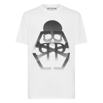 Philipp Plein Homme, Tops, Blanc, Taille: 5XL T-shirt Col Rond Skull&Bones