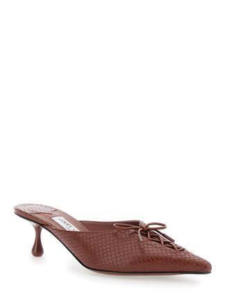 Jimmy Choo London Womens Brown Mules With Sculpted Heel Leather