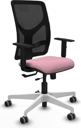 Piqueras y Crespo Schreibtischstuhl mit Rollen, 1D-Armlehnen, h&ouml;henverstellbare Lendenwirbelst&uuml;tze, ausgestattet mit Syncro/Traslack und Schneideschaum, Schwarz/Rosa