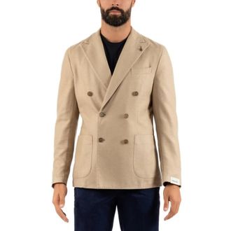 Paoloni Zweireihige Jacke - - Jackets - Herren - Beige - 2XL